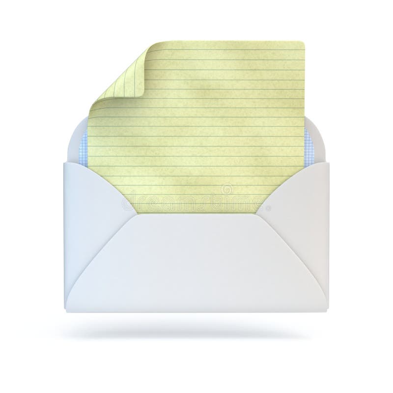 Opened Envelope Mail Sign with Empty Page 3D Stock Illustration ...