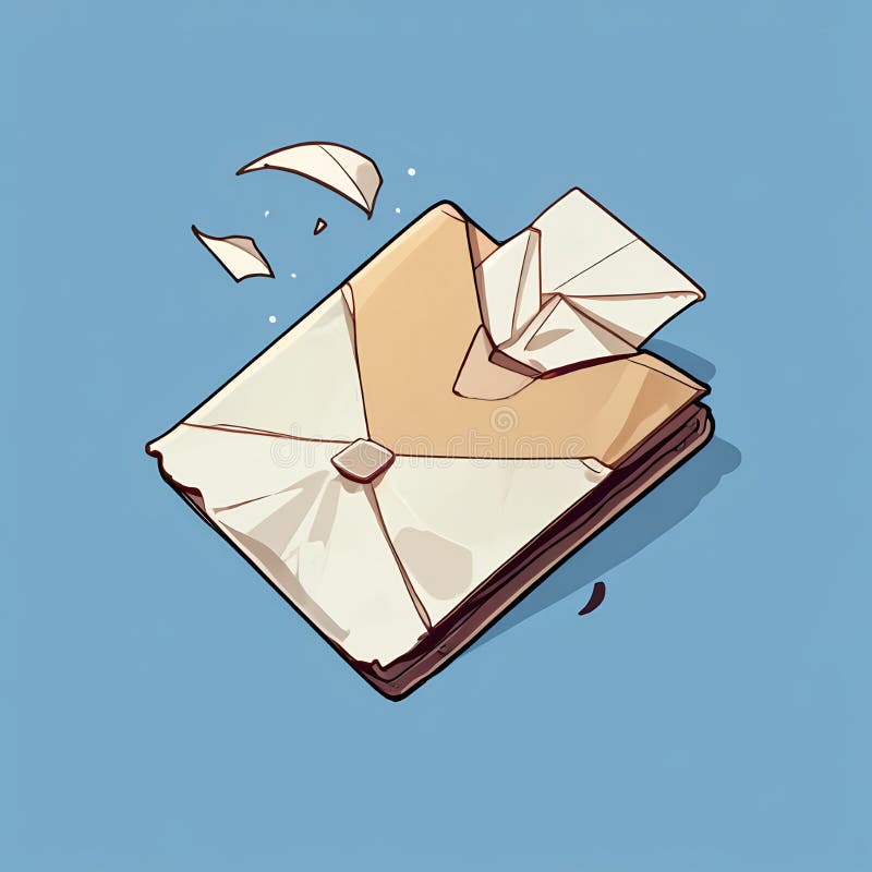 Opened Envelope with Torn Pieces on Blue Background Stock Illustration ...