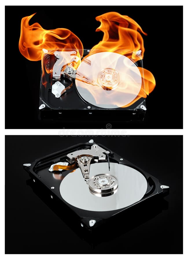 Opened External Hard Drive on Fire. Hard Disk Stock Image - Image of ...