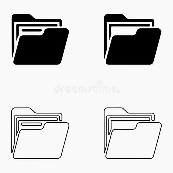 Opened File Folder with Papers Solid Office Icons Stock Vector ...