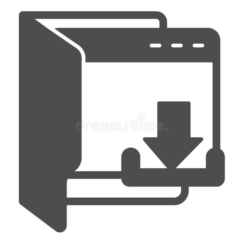 Opened Folder with Downloads Page Window Solid Icon, Data Hoarding Concept. Vector Graphics ...
