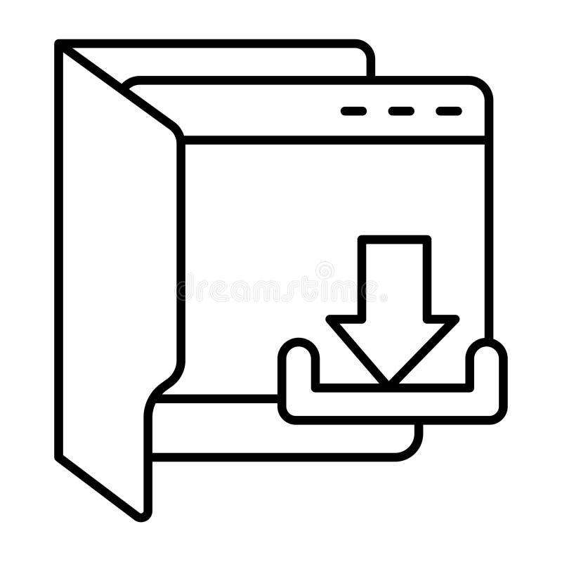 Opened Folder with Downloads Page Window Thin Line Icon, Data Hoarding Concept. Vector Graphics ...
