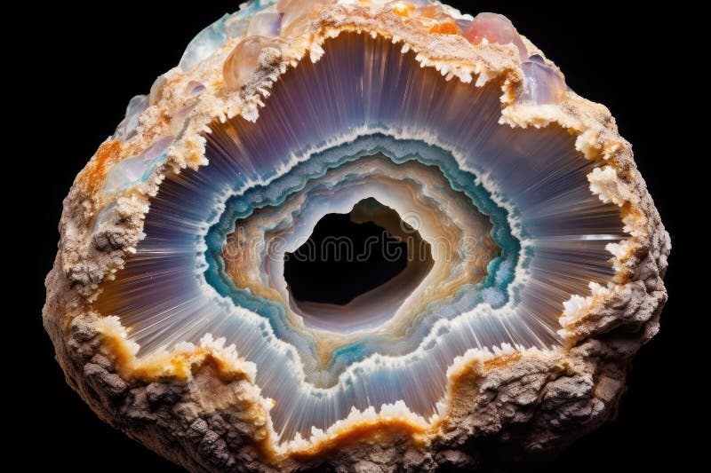 An Opened Geode Showing Sparkling Crystals Inside Stock Photo - Image ...