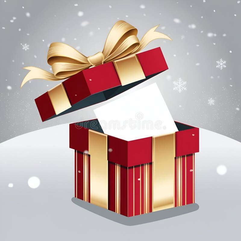 Opened Gift Box with Empty Card for Text, Opened Gift Box with Copy ...