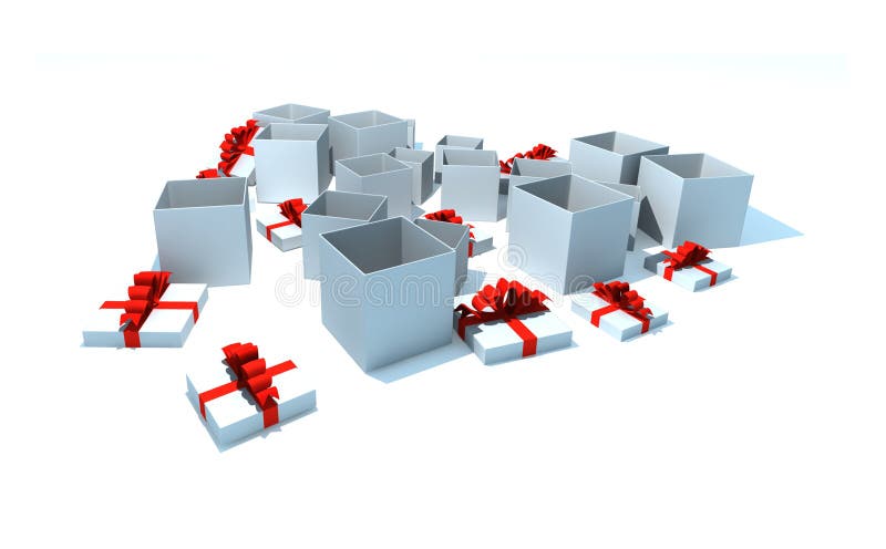 Opened gift boxes stock illustration. Illustration of glossy - 7751733