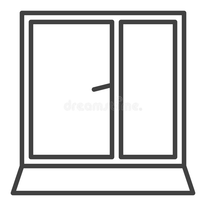 Opened Glass Frame Vector Window Icon or Symbol in Thin Line Style ...