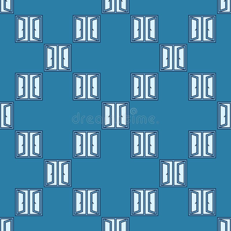 Opened Glass Window Vector Blue Seamless Pattern Stock Illustration ...