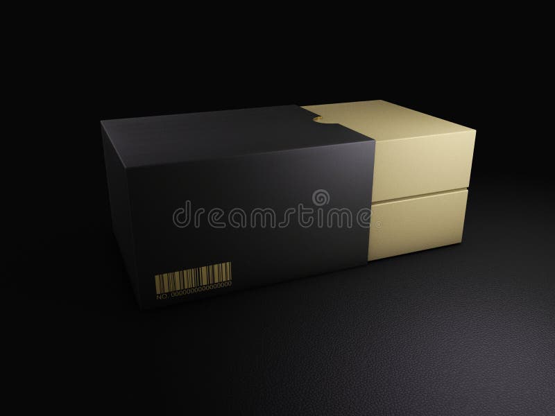 A Opened Golden Black Box Mockup, 3d Rendering Stock Image - Image of ...