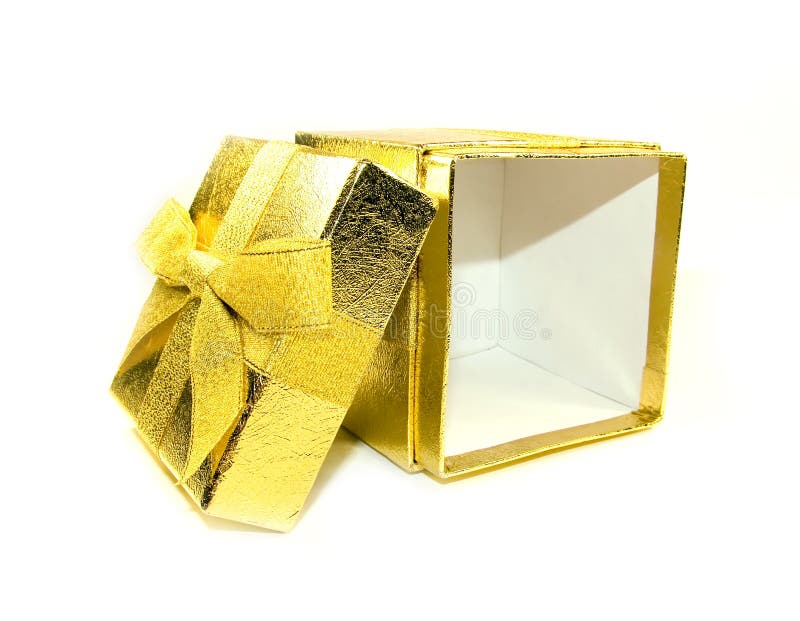 Opened golden gift box stock photo. Image of white, christmas - 3608898