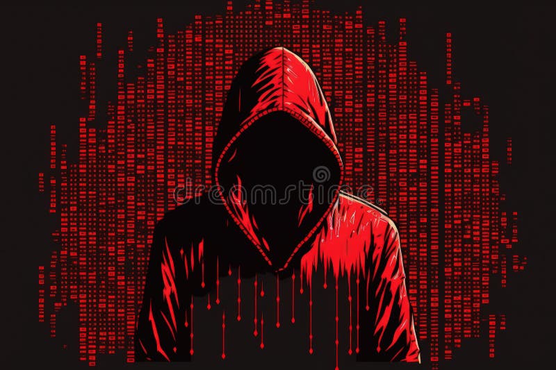 Opened by a Hacker with a Red Binary Backdrop Stock Illustration ...