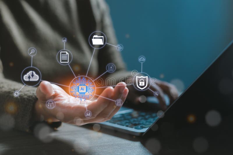 Opened Hand of Computer Coding AI Background Futuristic Future Digital ...