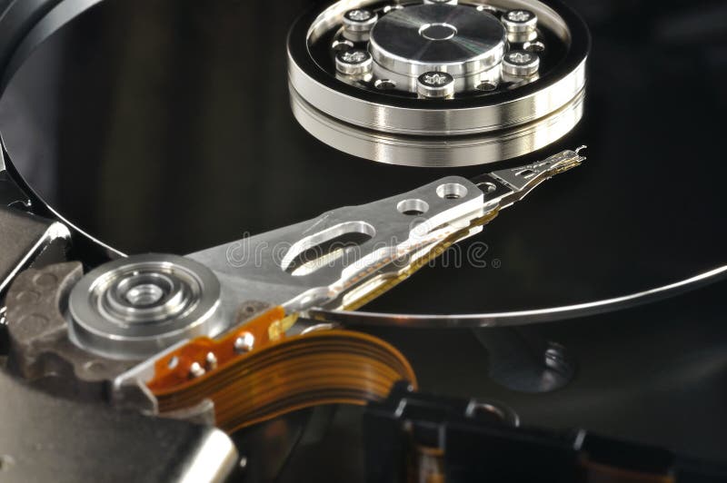 Opened hard disk drive stock image. Image of data, equipment - 30379665