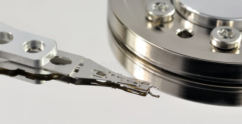 Opened hard disk drive stock image. Image of information - 28682611