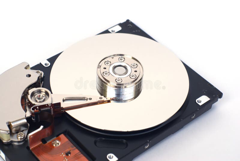 Opened Computer Hard Disk Drive Isolated on White Stock Image - Image ...