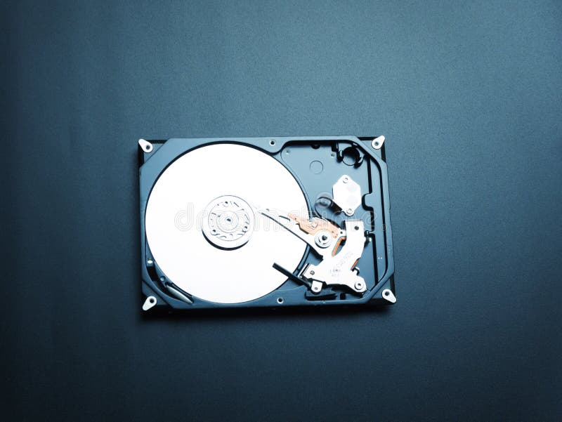 Opened Hard Drive Disk on Dark Background. Stock Photo - Image of ...