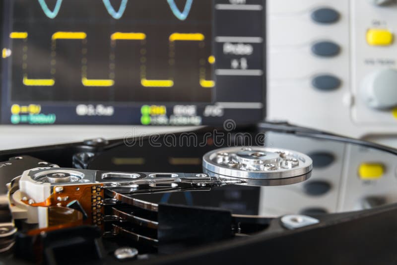 Opened HDD in a Test Laboratory Ready for Data Recovery or Repair Stock ...