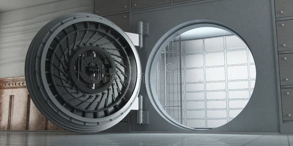 Opened Huge Empty Bank Vault Perspective View Stock Illustration ...