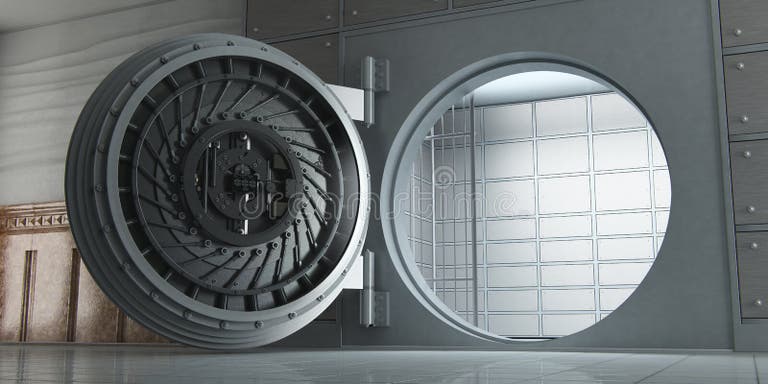 Opened Huge Empty Bank Vault Perspective View Stock Illustration ...