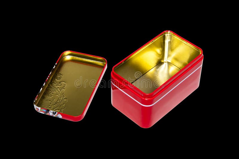 Opened Isolated Red Tea Gift Tin Box Stock Photo - Image of isolated ...