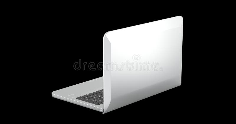 Opened Laptop Computer with Blank White Screen, Rotating. 3D Video ...