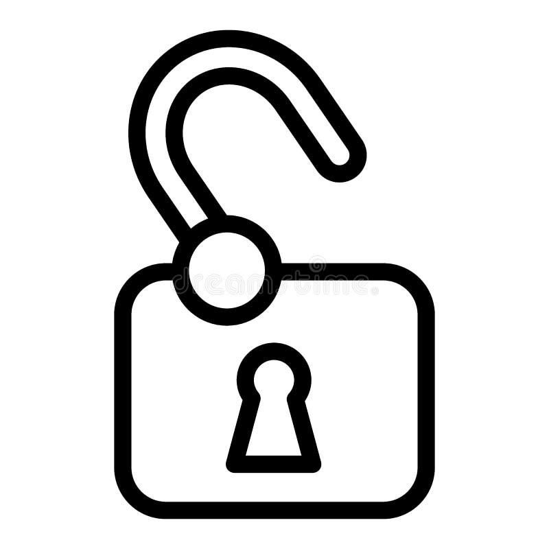 Opened Lock Line Icon. Padlock Vector Illustration Isolated on White ...
