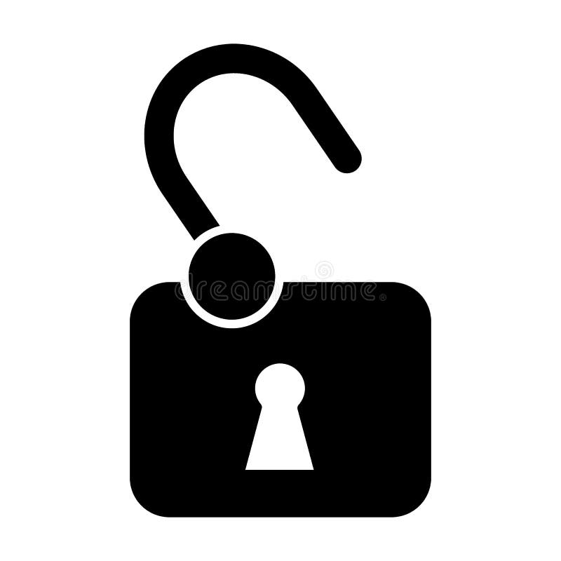 Opened Lock Solid Icon. Padlock Vector Illustration Isolated on White ...