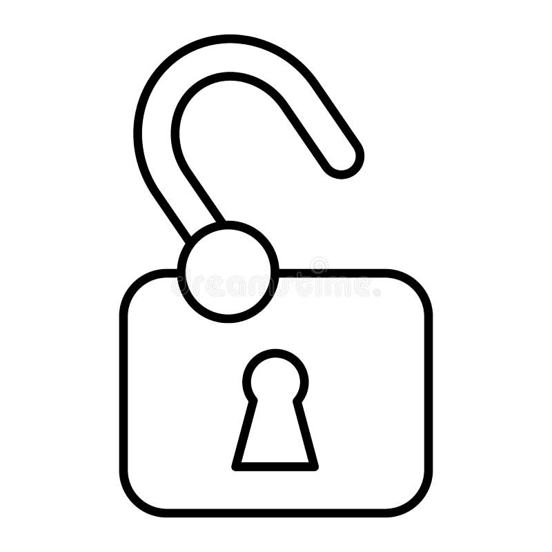Opened Lock Thin Line Icon. Padlock Vector Illustration Isolated on ...