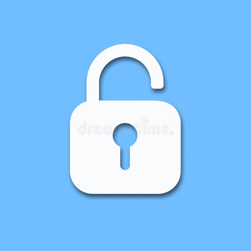 Paper Cut Style Padlock Icon with Shadow on Transparent Background ...
