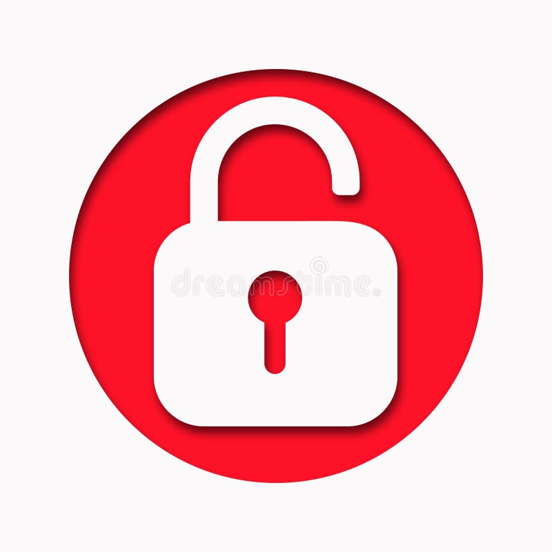 Paper Cut Style Padlock Icon with Shadow on Transparent Background ...