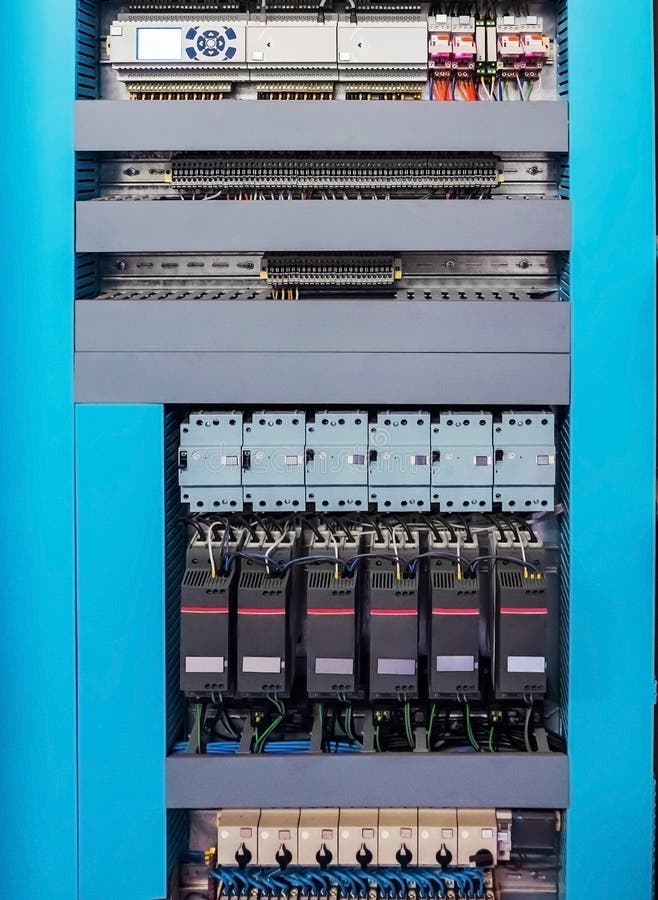 Opened Low-voltage Control Box for HVAC System on the Wall of the ...