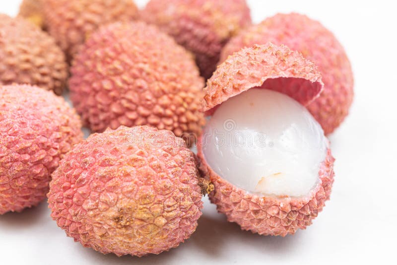 Opened Lychee Fruit on the Plate Stock Image - Image of diet, group ...
