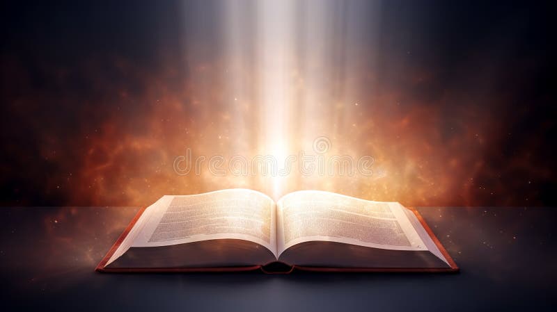 Opened Magic Book with Bright Sparkling Light Rays Illuminating the ...