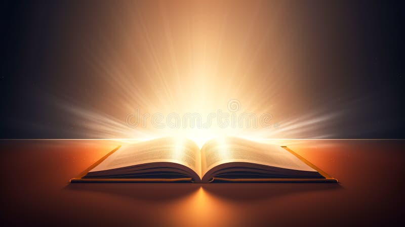 An Open Magic Book with Bright Sparkling Light Rays. Stock Illustration ...