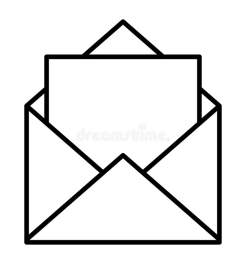 Opened Mail Envelope with Letter Paper. Outline Letter Symbol. Message ...