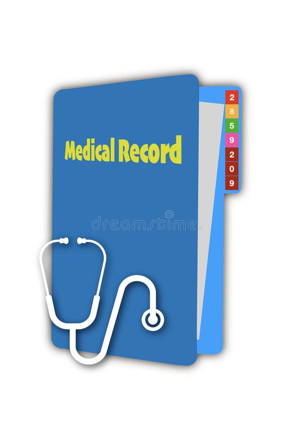 Opened Medical Record Folder with Stethoscope Stock Illustration ...