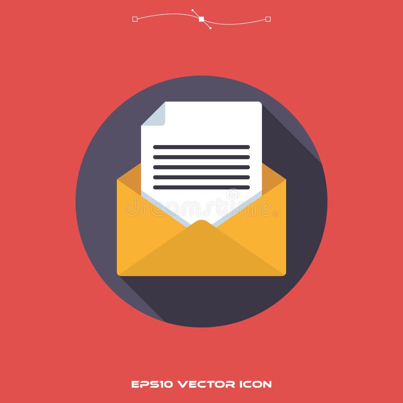 Opened Message Envelope Flat Design Long Shadow Ico Stock Vector ...