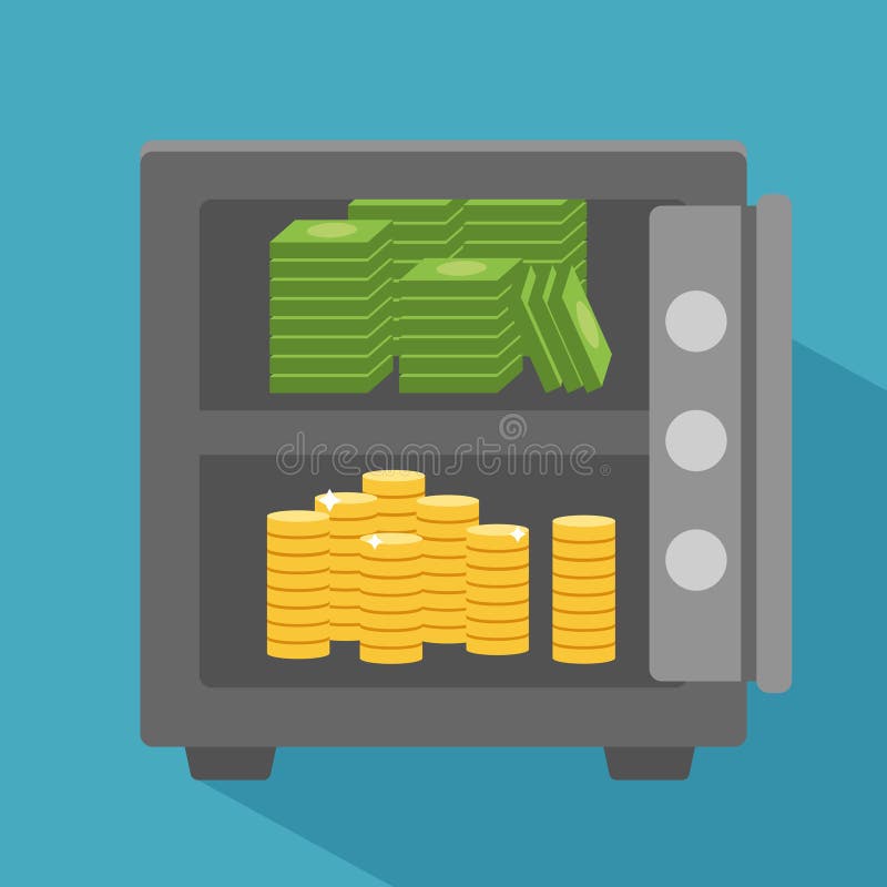 Opened Metal Safe with Money Vector Icon Stock Vector - Illustration of ...