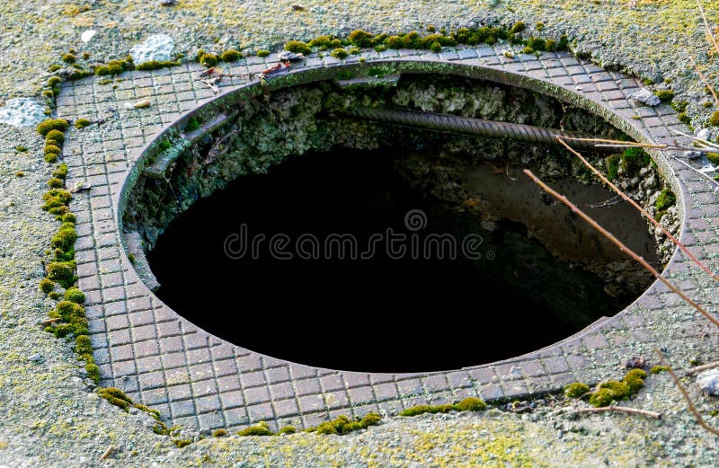 Opened, Missing Sewage Cover Stock Image - Image of destroy, sidewalk ...