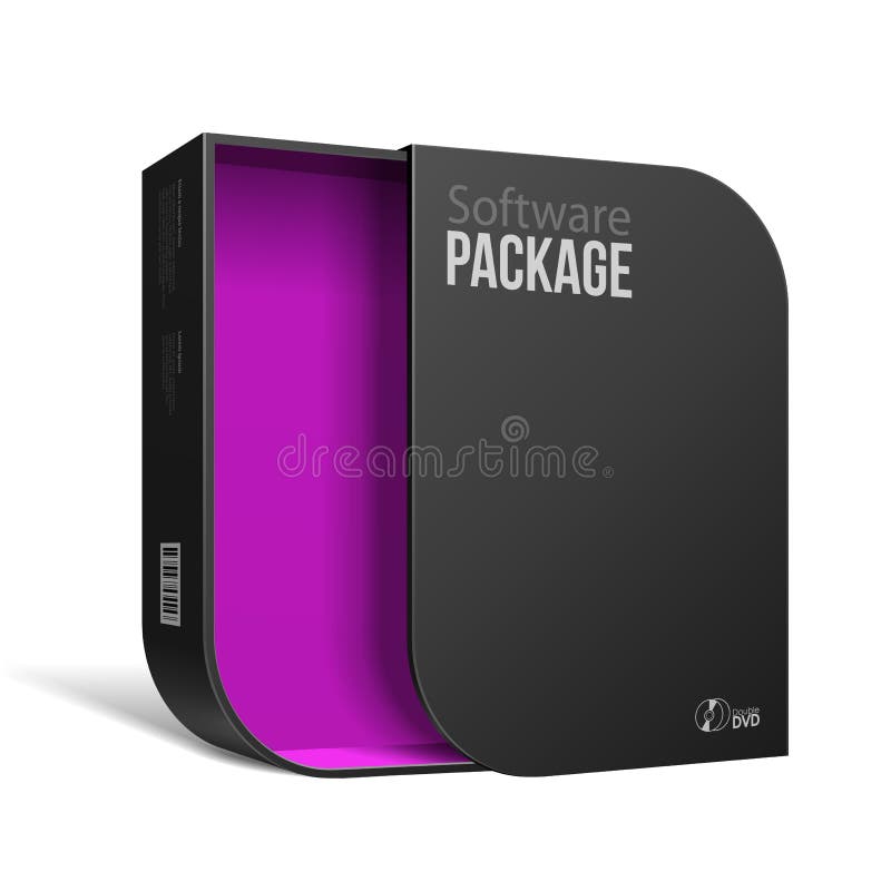 Modern Black Software Package Box with Rounded Corners Stock Vector ...