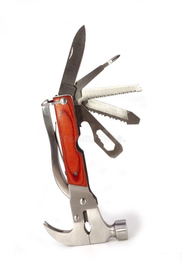 Opened Multitool With Wooden Handle Stock Image - Image of sharp ...
