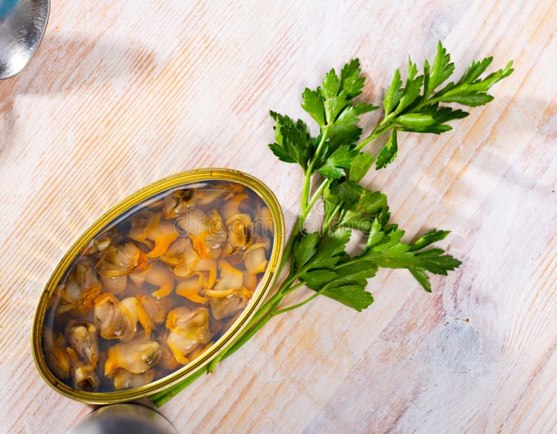 Opened mussels can stock image. Image of product, ingredients - 243349103