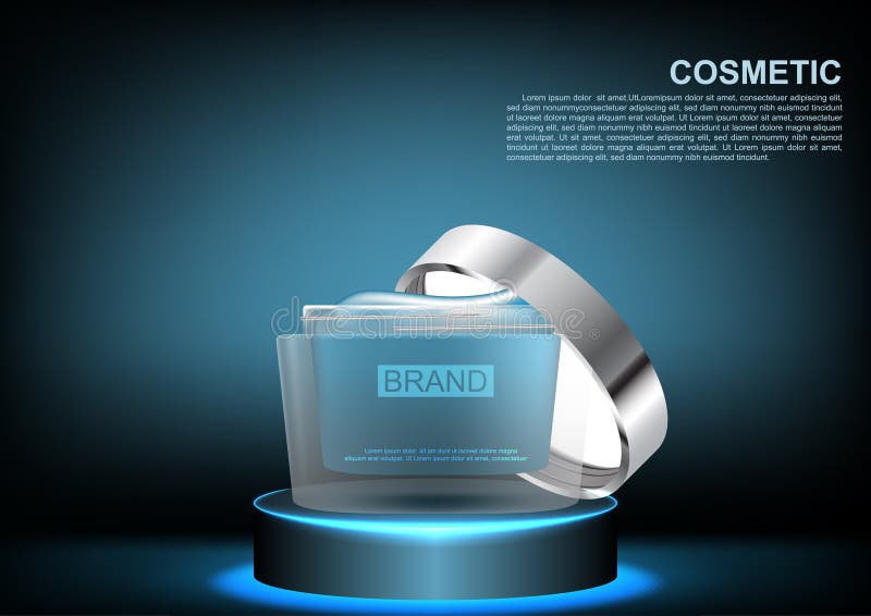 Opened Night Cream with Glittering Lights on Black Background Vector ...