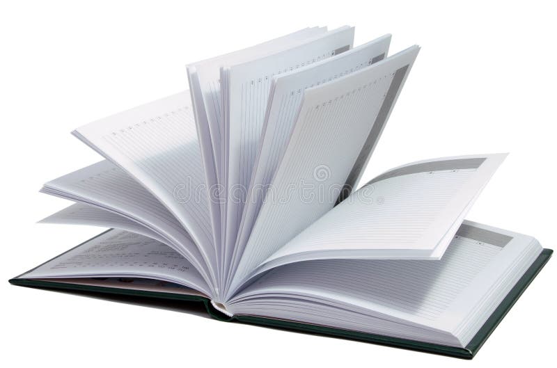 Opened Notebook Isolated on White Background. Stock Photo - Image of ...