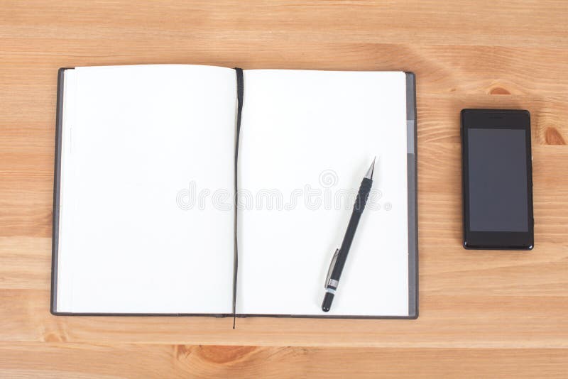 Opened Notebook or Notepad with Pen and Ink on Wooden Desk Stock Image ...