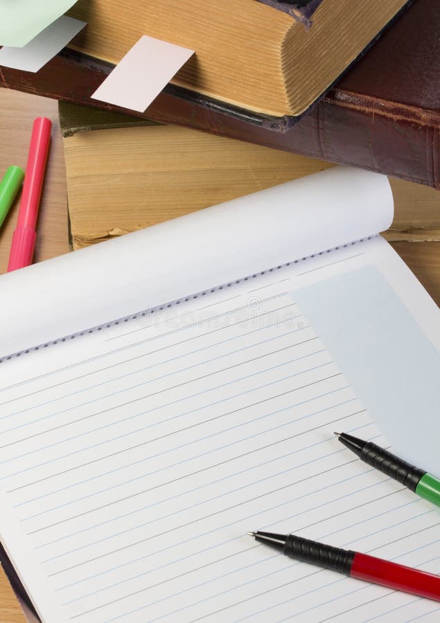 Opened Notebook, Old Books, Pens Stock Photo - Image of accessory ...