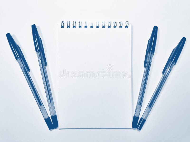 Opened Notebook Paper with Pen. PANTONE Blue, Classic Blue, Phantom ...
