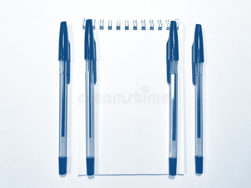 Opened Notebook Paper with Pen. PANTONE Blue, Classic Blue, Phantom ...