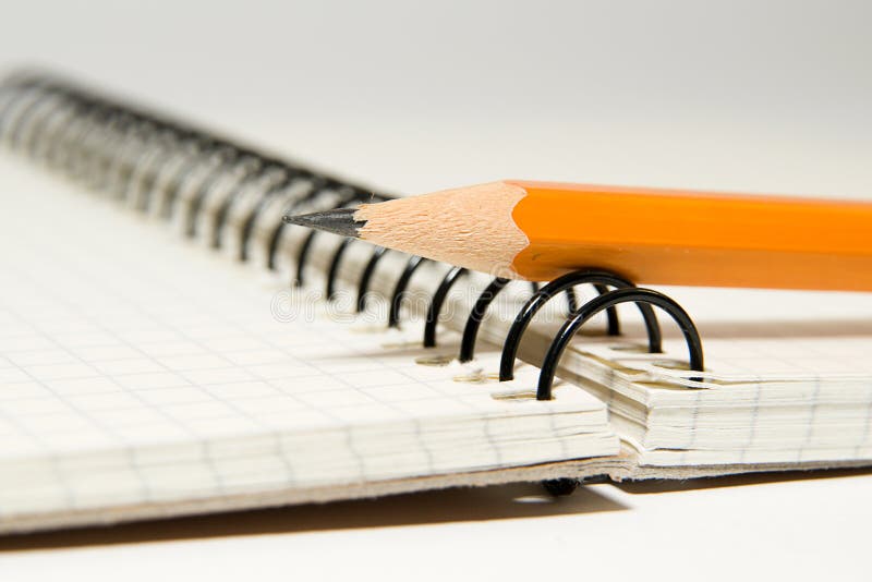 Opened Notebook and Pencil on Over White Stock Image - Image of sheet ...