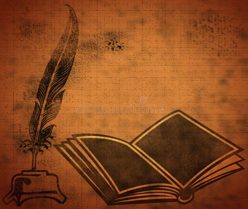 Book With Quill Pen And Scroll Woodcut Stock Illustration ...