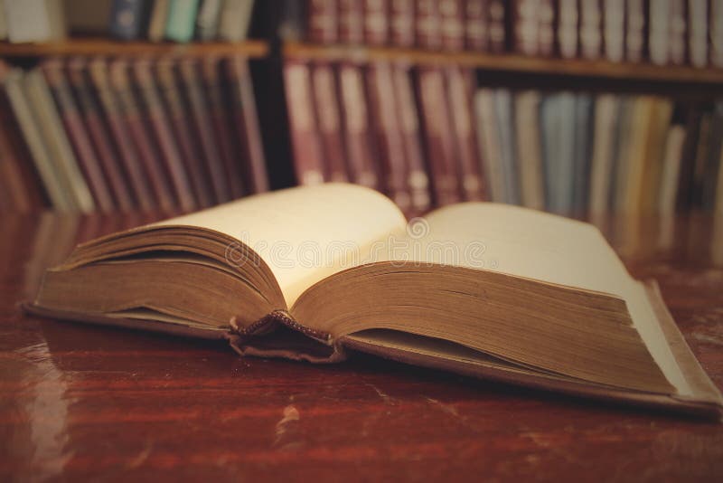 Opened Old Book in the Table Stock Image - Image of book, opened: 67367487